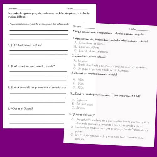 Historia de los Dulces de Halloween – Pasaje de Comprensión Lectora