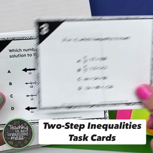Solving, Writing, and Graphing Two-Step Inequalities Task Cards | TPT