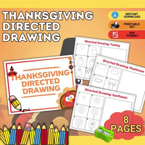 Thanksgiving Directed Drawing and Writing | Directed Drawing Kingergarten