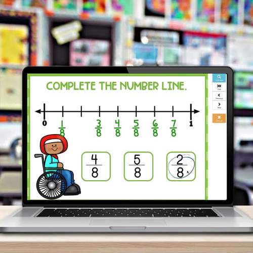 Representing Fractions on a Number Line - Represent Fractions Boom Cards