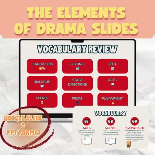 Elements of Drama Unit Slides | Elementary Middle School by D Ro Creates