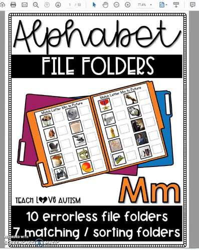 Alphabet File Folders Letter M by Teach Love Autism | TPT