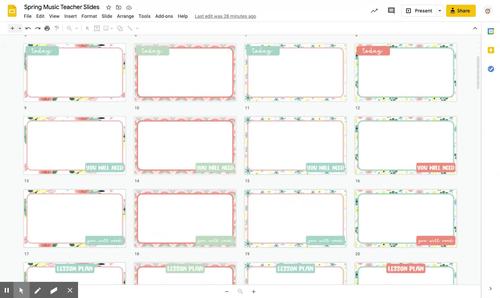 Spring Themed Music Teacher Slides | Templates by musicpluscoffee
