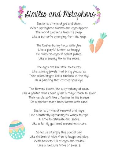 Spring Figurative Language Poems Simile Metaphor Hyperbole Idiom # ...