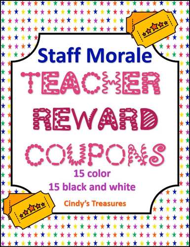 Staff Morale Teacher Reward Coupons by Cindy's Treasures | TpT