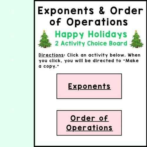 Exponents Order of Operations | Math Mystery Digital Christmas Holiday ...