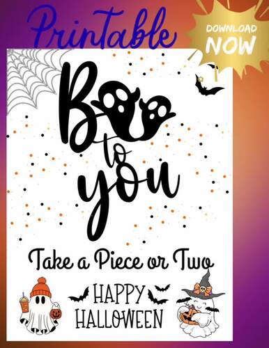 Halloween Trick or Treat Sign Printable Door Sign instruction Flyer Boo ...