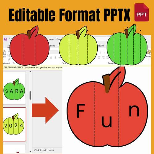 Editable Apple Name Craft -Scissor Activity - Fun and Interactive