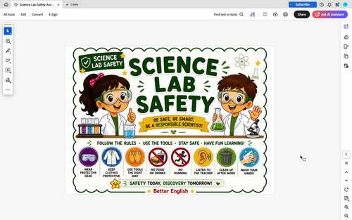 Science Lab Safety Anchor Charts | 10 Posters | Rules & Tools | Grade 1-2