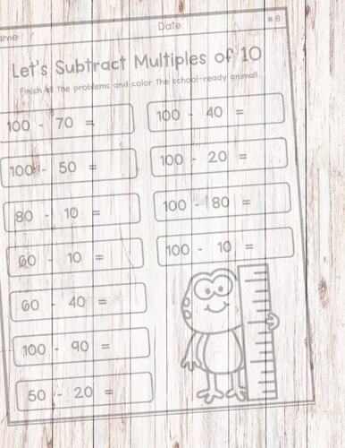 Back to School Subtract Multiples of 10 Within 100 | Mental Math Practice