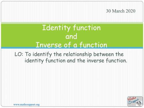 Identity function and inverse functions by Maths Support Centre | TPT