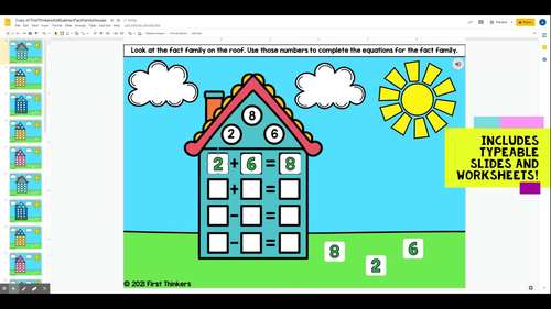 Fact Family House Math Activity Digital and Printable Google Slides Seesaw