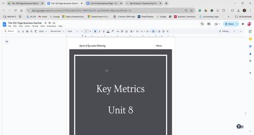 Sports Marketing - Key Metrics Bundle - Unit Lesson | TPT