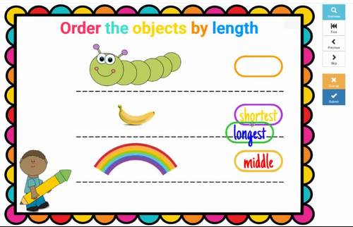 Measurement Ordering Objects by Length Boom Cards 1st Grade Math