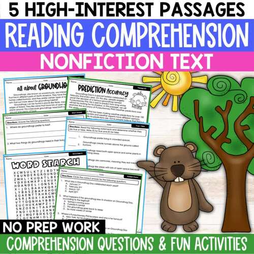 Groundhog Day Reading Comprehension Packet, Groundhog Day Activities