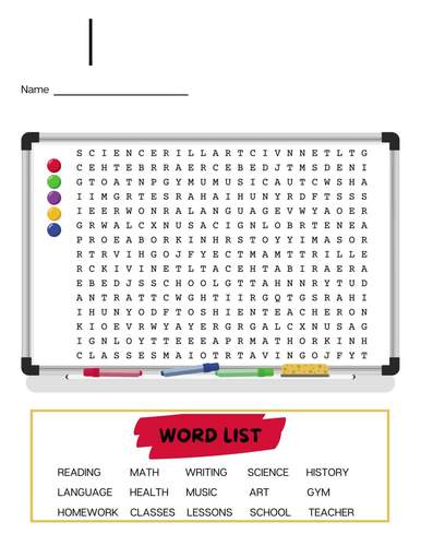 EASY Back to School Classes Wordsearch by Wicked Good Student Study Hall