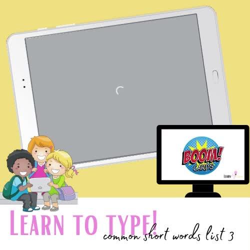 Learn to type short common words list 3 Boom Cards™ SELF GRADING