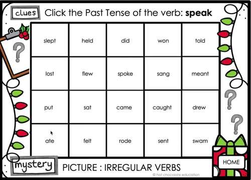 Irregular Verb Christmas Mystery Picture - Digital Task Cards | Boom Cards™