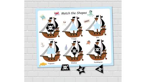 Pirate Ship Shapes Matching Activity, 2D Shapes, Pre-k Learning | TPT