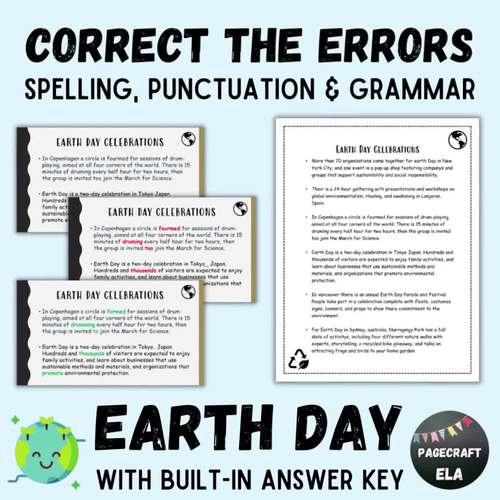 Earth Day Proofreading (Correct the Spelling, Punctuation, Grammar Errors)