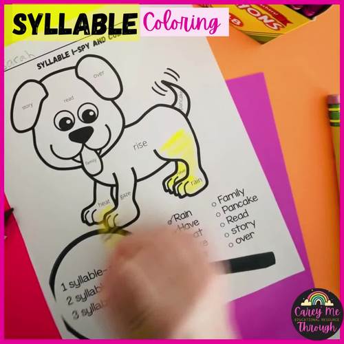 I SPY Phonological Awareness Syllable Worksheets, Literacy Word Sort ...