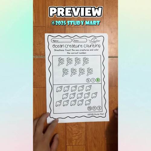 Ocean Counting Worksheets – Count to 20 Math Activities by Study Mart