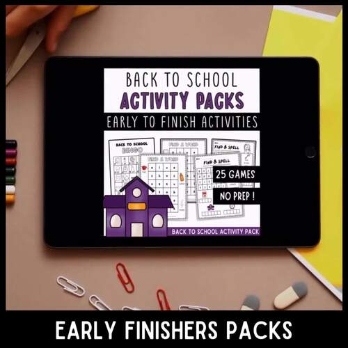 Back to School Early Finishers Kindergarten-1st Grade Activities Pack