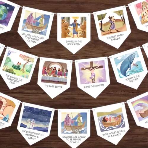 Printable Bible Stories Banner | Sunday School, Religious Classroom Decor