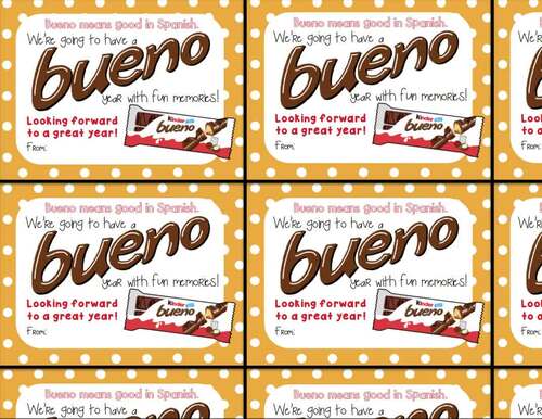 Kinder Bueno Chocolate Beginning of Year Gift Tag- We're going to have ...