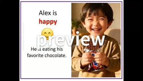 Identifying Feelings–Happy | Emoji | Real Image Scenario Slides |PowerPoint