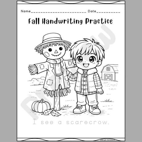 Fall Handwriting Practice | Trace & Copy Sentences | No-Prep Worksheets K-1
