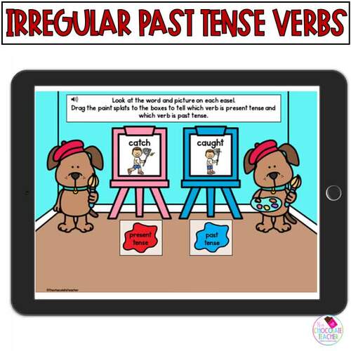 Irregular Past Tense Verbs - Grammar BOOM Cards by The Chocolate Teacher