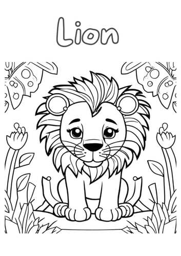Printable Cute Lion coloring sheet,Kids,illustration,Animal,coloring ...