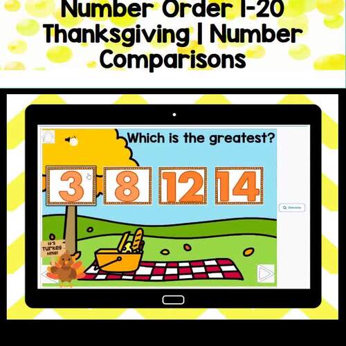 Number Comparison Ordering Numbers Thanksgiving Math Activity BOOM CARDS™