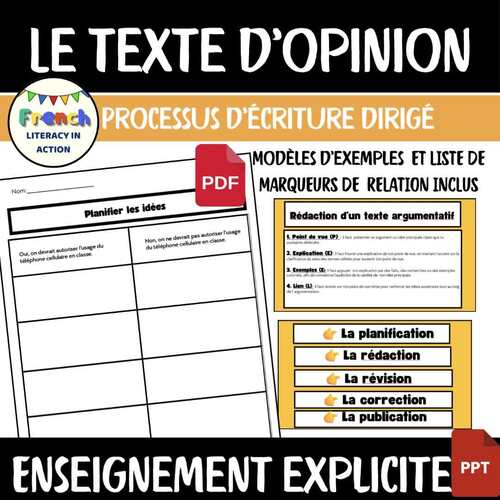 French Opinion Writing-Écrire un texte d'opinion by French Literacy In ...