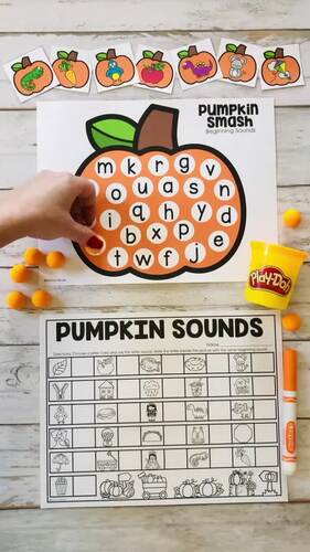 Pumpkin Smash - Fall Beginning Sounds - Fall Literacy Centers | TPT