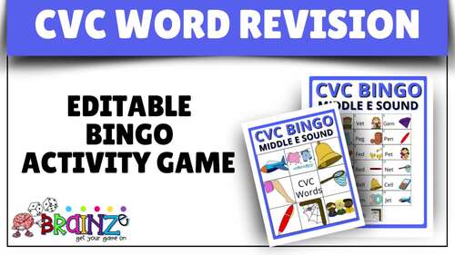 Editable CVC Middle Letter E Bingo |Interactive Phonics Game | Language ...