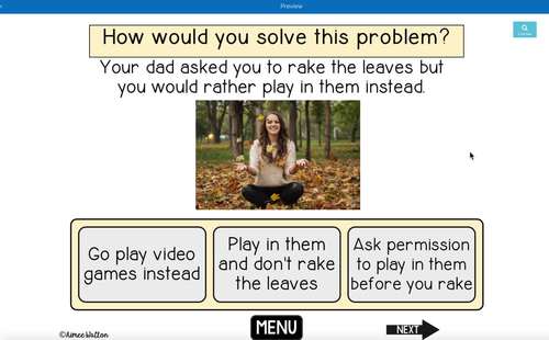 Life Skills Solving Problems Fall Edition Speech Therapy Boom Cards™