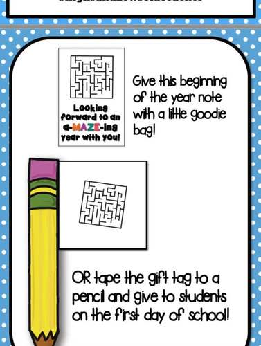 MAZE Beginning of Year Gift Tag-Looking forward to an a-MAZE-ing year!