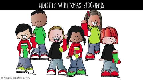 Kidlettes with Christmas Stockings clip art Mini by Melonheadz Clipart