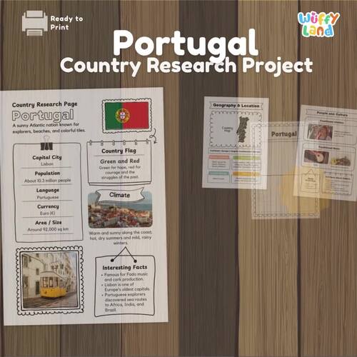 Portugal Country Study Geography Bundle | Research Project Coloring ...
