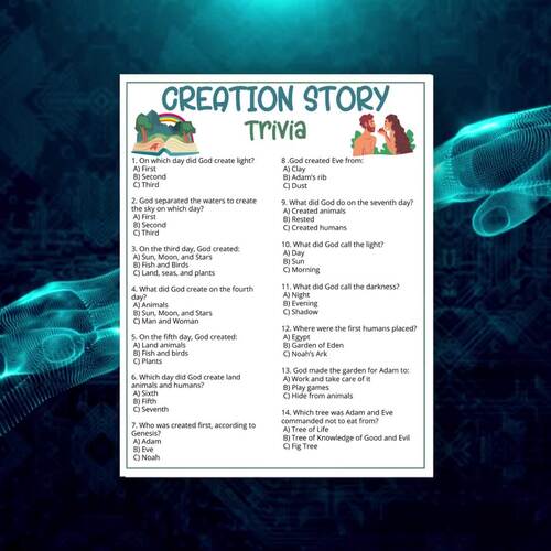 Creation Story Trivia,Sunday School Bible Games,Genesis Religious ...