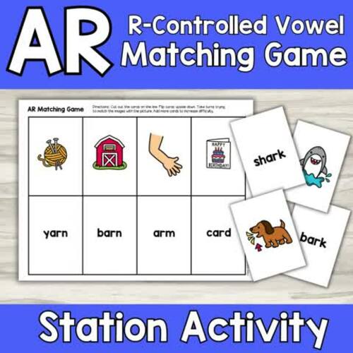R-Controlled Vowels AR Matching Game | Phonics Center Station Activity