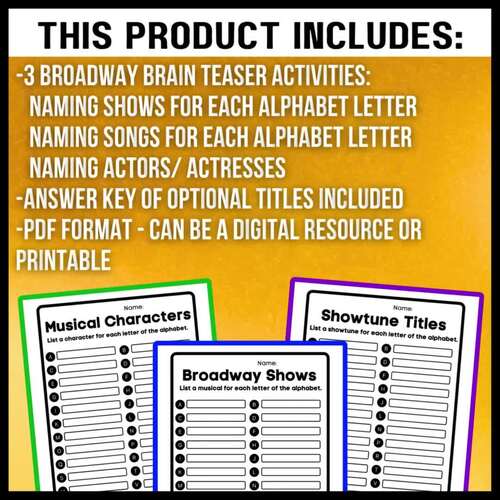 Broadway Brain Teasers - Alphabet Challenge Theatre Puzzles For Ice ...