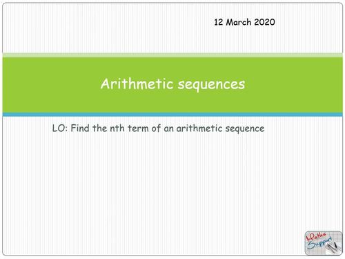Arithmetic sequences by Maths Support Centre | TPT