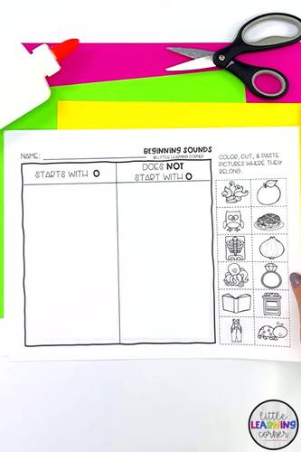 Beginning Sounds Picture Sort Worksheets | Cut and Paste | TPT