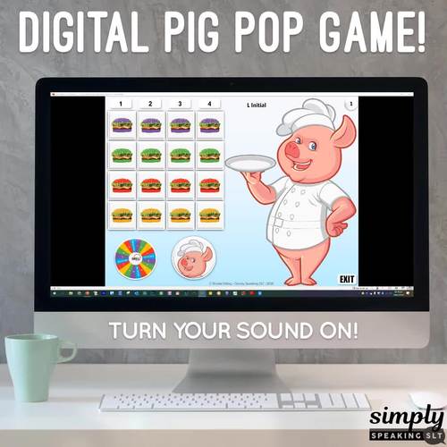 Digital Editable Pig Pop Burger Game for No Print Speech Teletherapy or ...