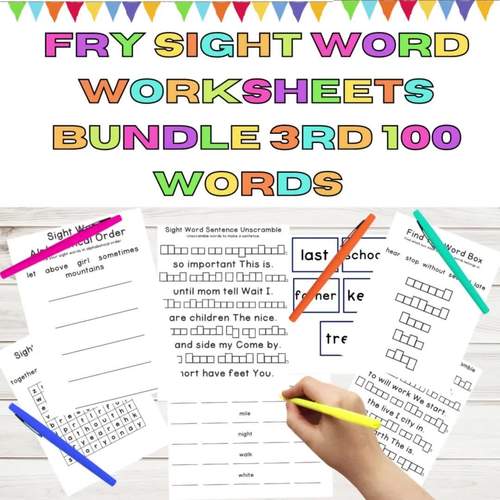 Fry List 1-4 Bundle 3rd 100 Words 20 Weeks of High Frequency Sight Word ...