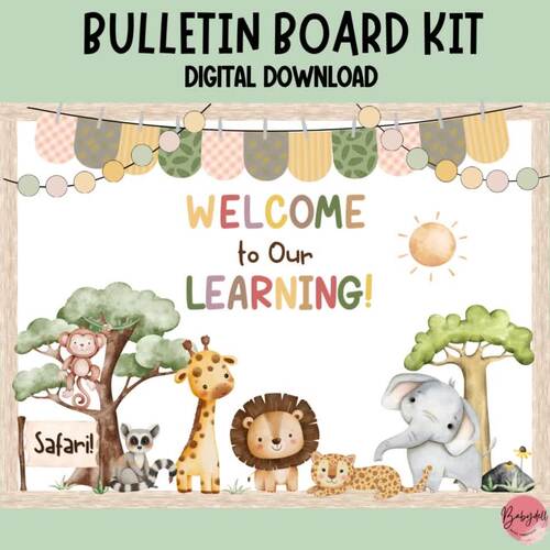 Safari Bulletin Board Kit - Back to School Classroom Decor | Jungle ...