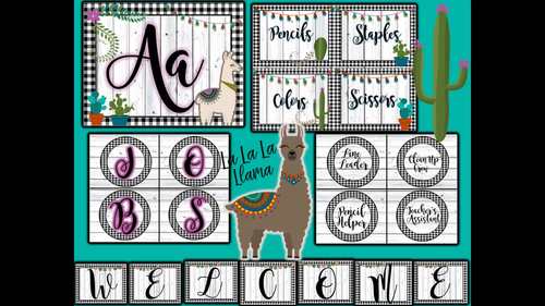 Llama Classroom Decor: Editable Bundle by Jubilee | TpT